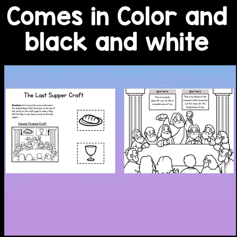 The Last Supper Craft for Kids {color and B/W} Sunday School Lesson ...