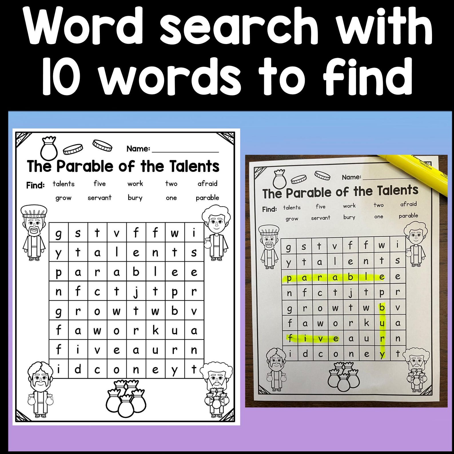 The Parable of the Talents Activities! {craft, Coloring Page, Word ...