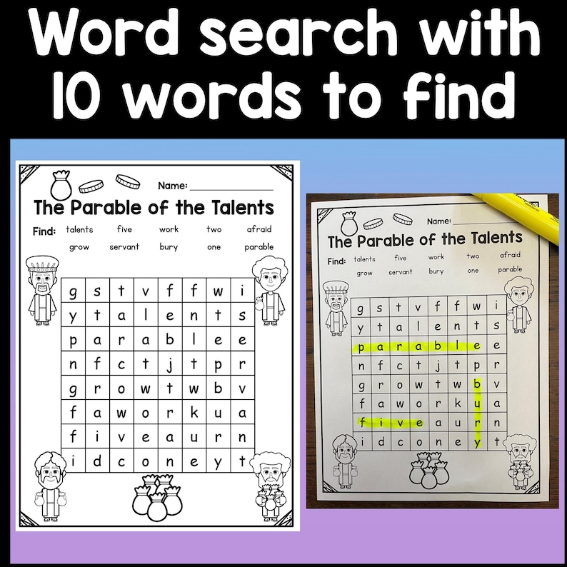 The Parable of the Talents Activities! {craft, Coloring Page, Word ...