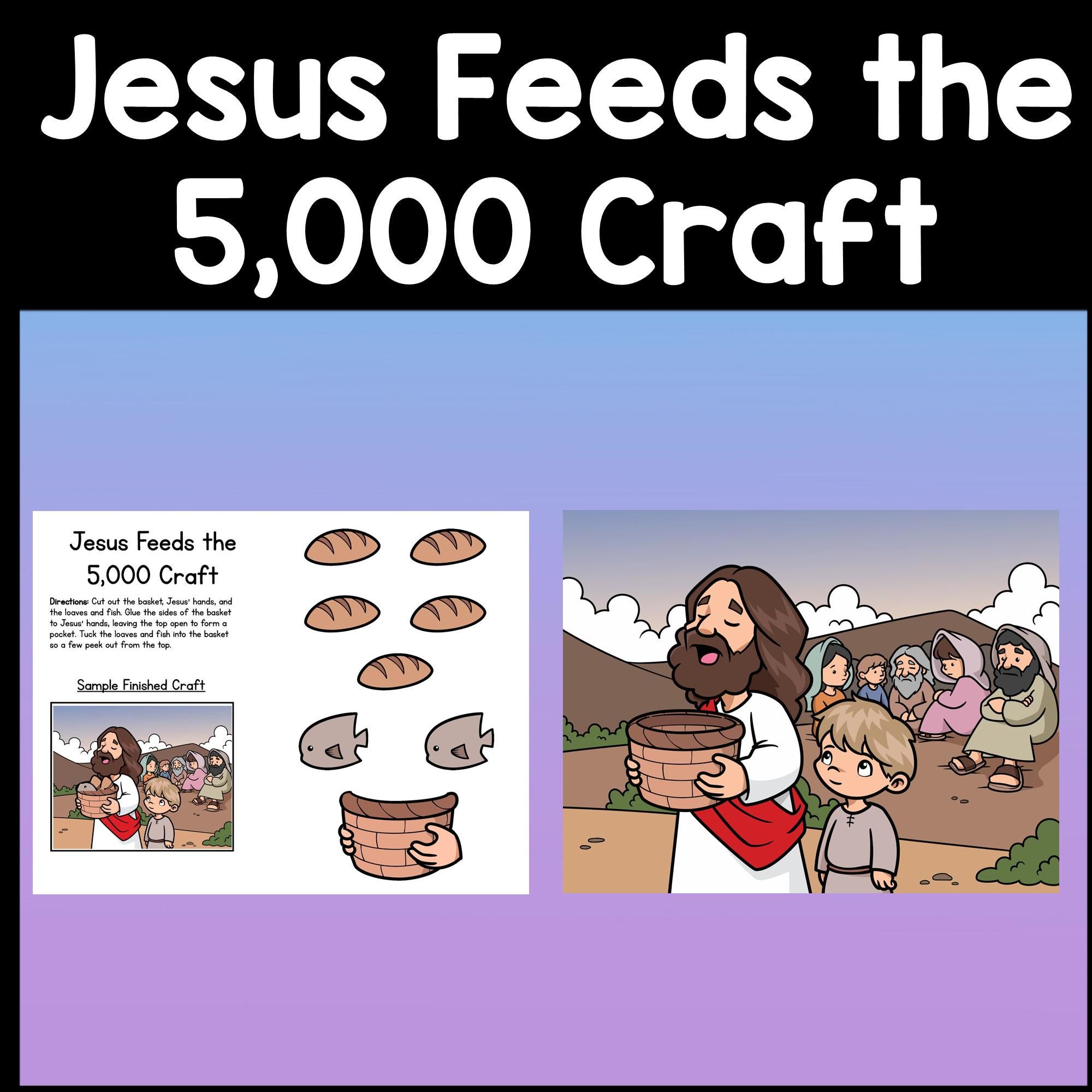 Jesus Feeds 5000 Craft {color and B/W!}| Bible Story Activity | Sunday ...