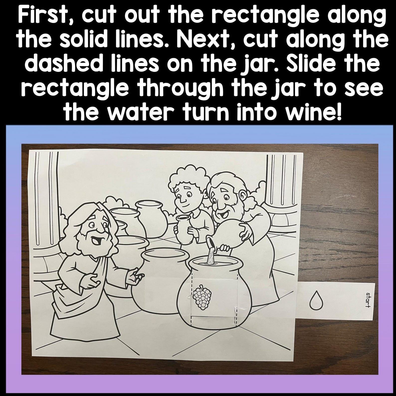 Jesus Turns Water Into Wine Craft {color and B/W!} Sunday School Craft ...