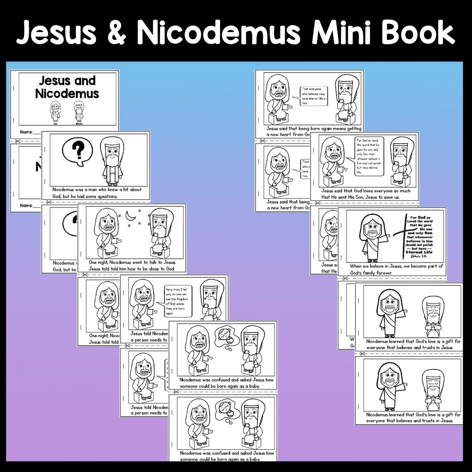 Jesus and Nicodemus Activities {craft, Coloring Page} | John 3:16 | for ...