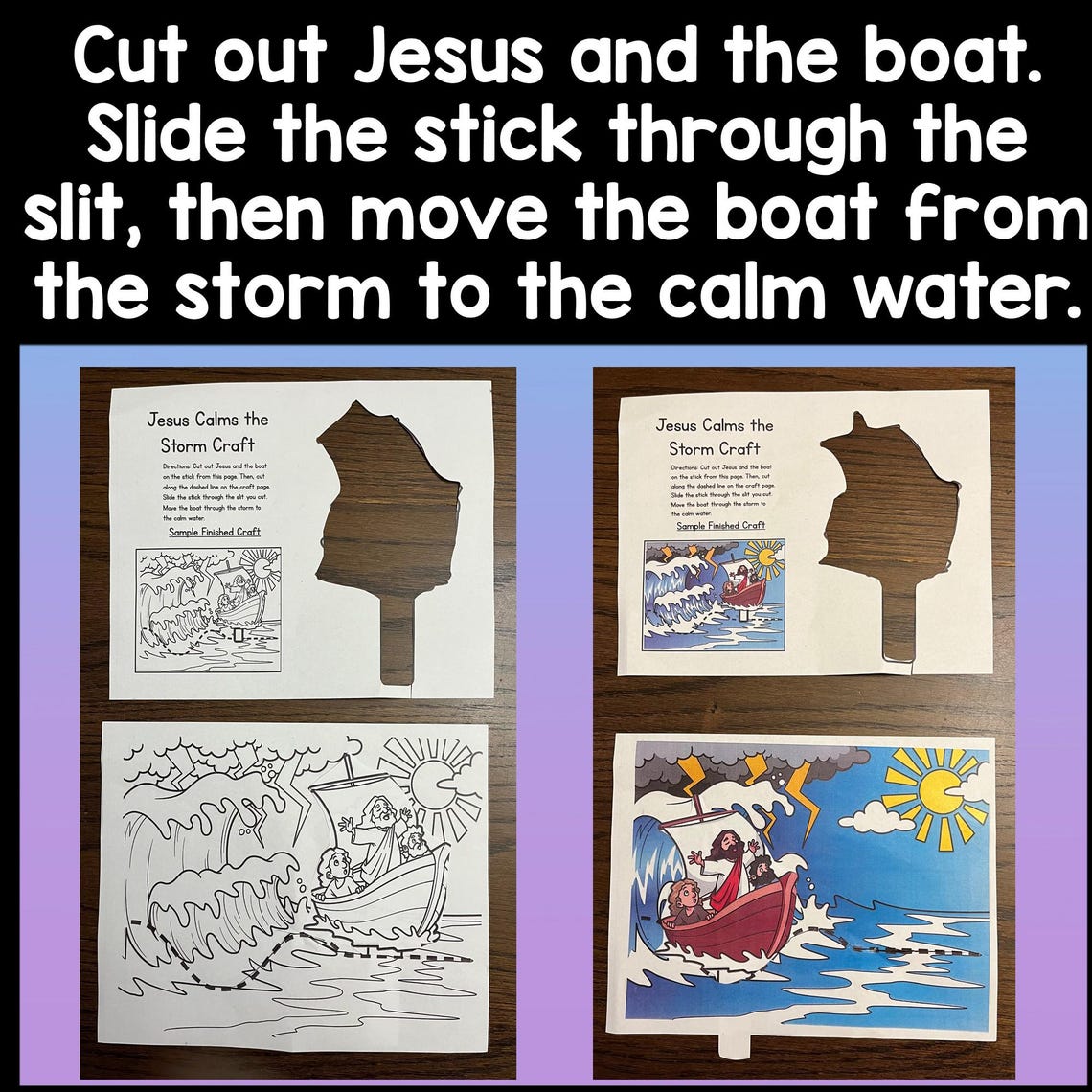 Jesus Calms the Storm Craft {color and B/W} Sunday School Craft | Jesus ...