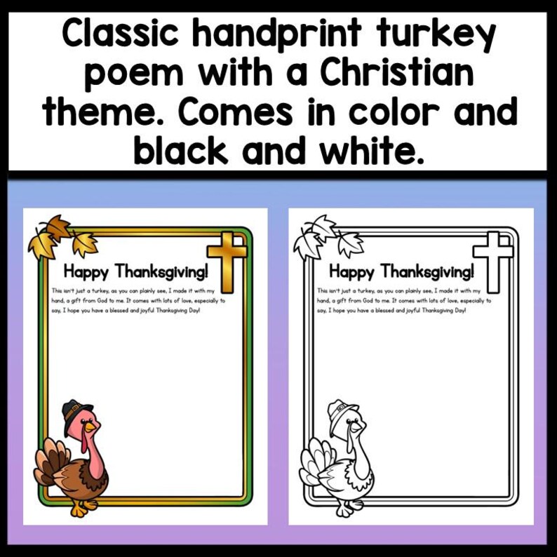 Christian Thanksgiving Craft | Thanksgiving Handprint Poem | Turkey ...