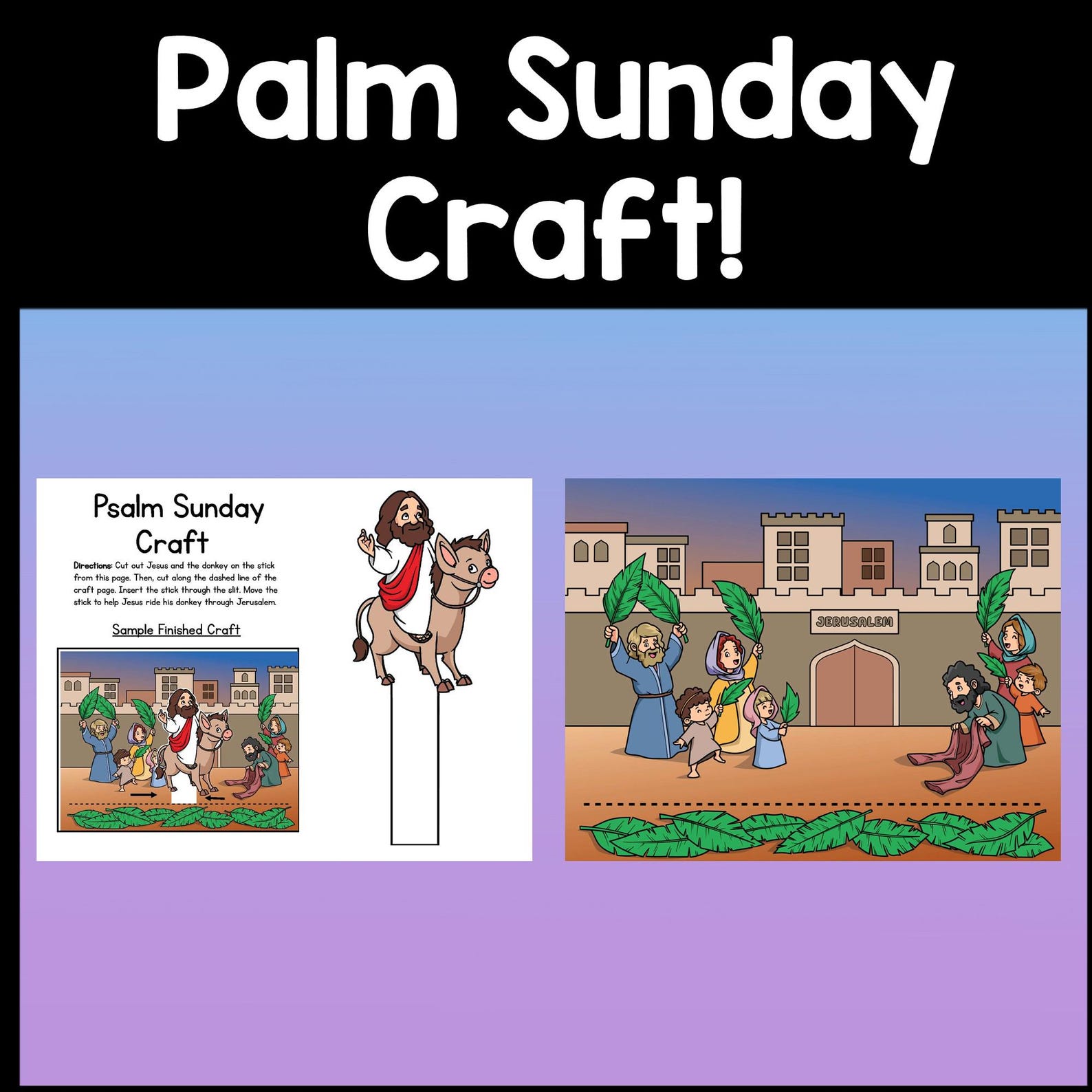 Palm Sunday Craft {color and B/W} Sunday School Craft | Palm Sunday ...