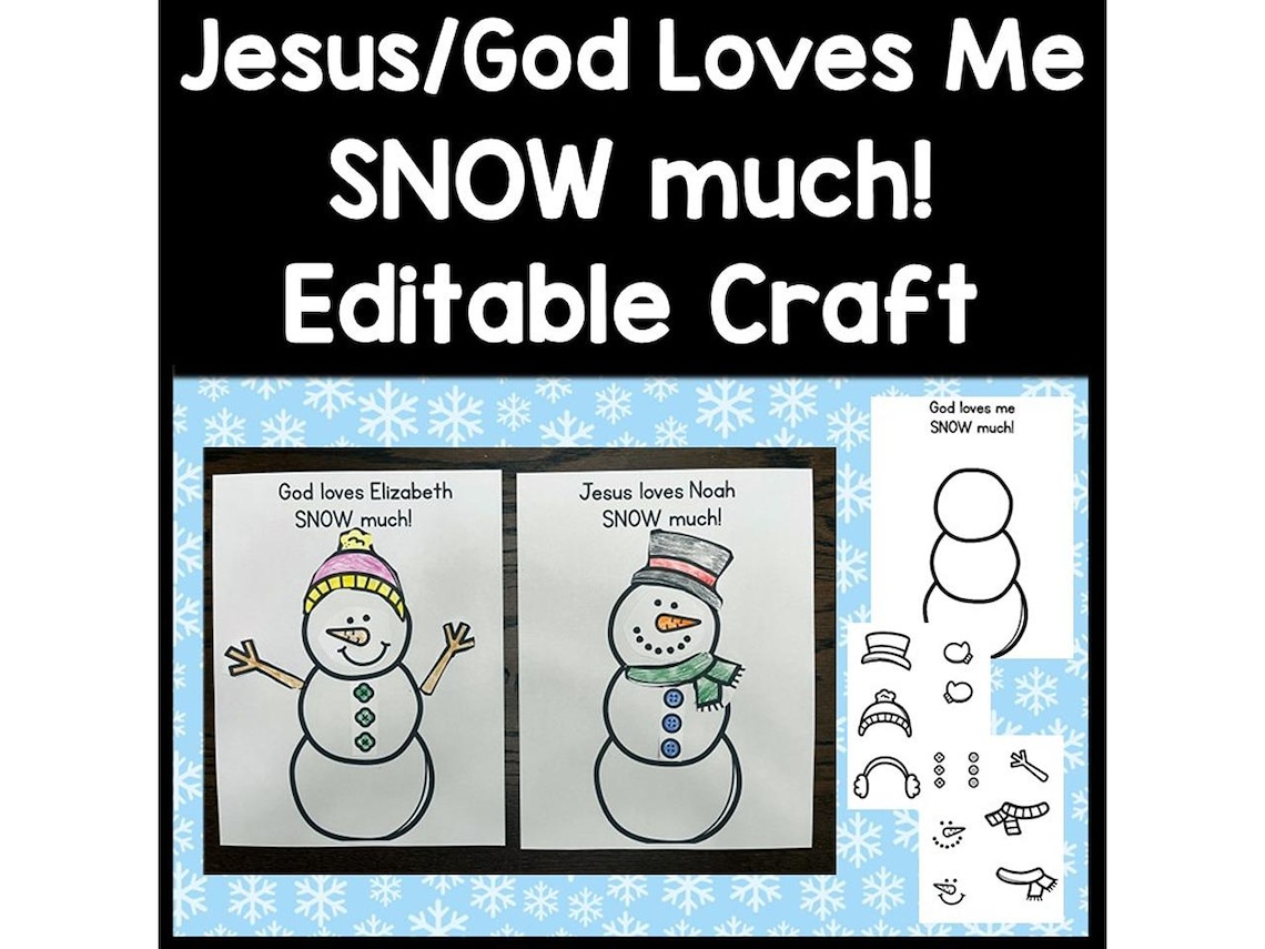 Sunday School Craft Snowman for Kids - Editable! Kids Winter Activity ...
