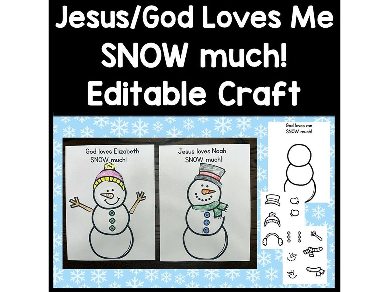 Sunday School Craft Snowman for Kids - Editable! Kids Winter Activity ...