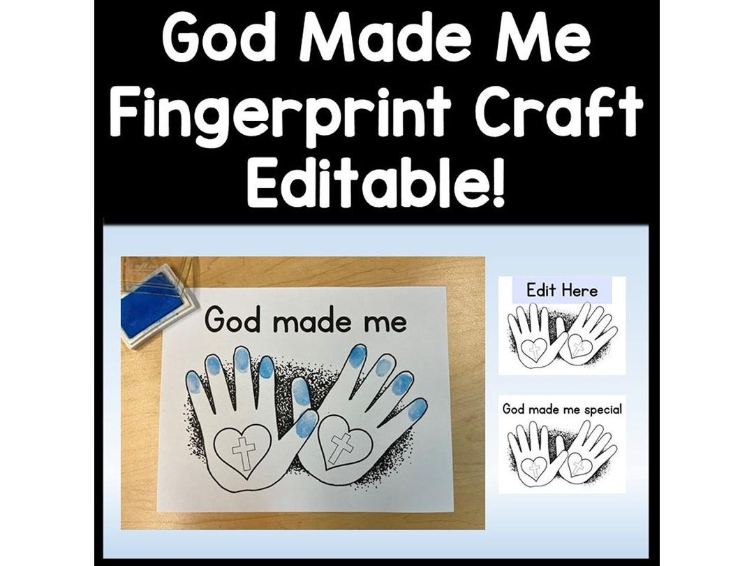 God Made Me Fingerprint Craft Editable Activity | Sunday School Craft ...
