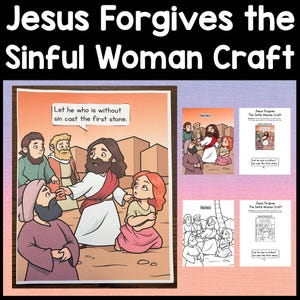 Jesus Forgives the Adulterous Woman Craft {color and B/W} Sunday School ...