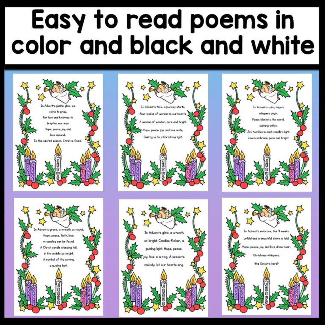 Advent Poems for Kids {6 Poems in Color and Black and White!} Advent ...