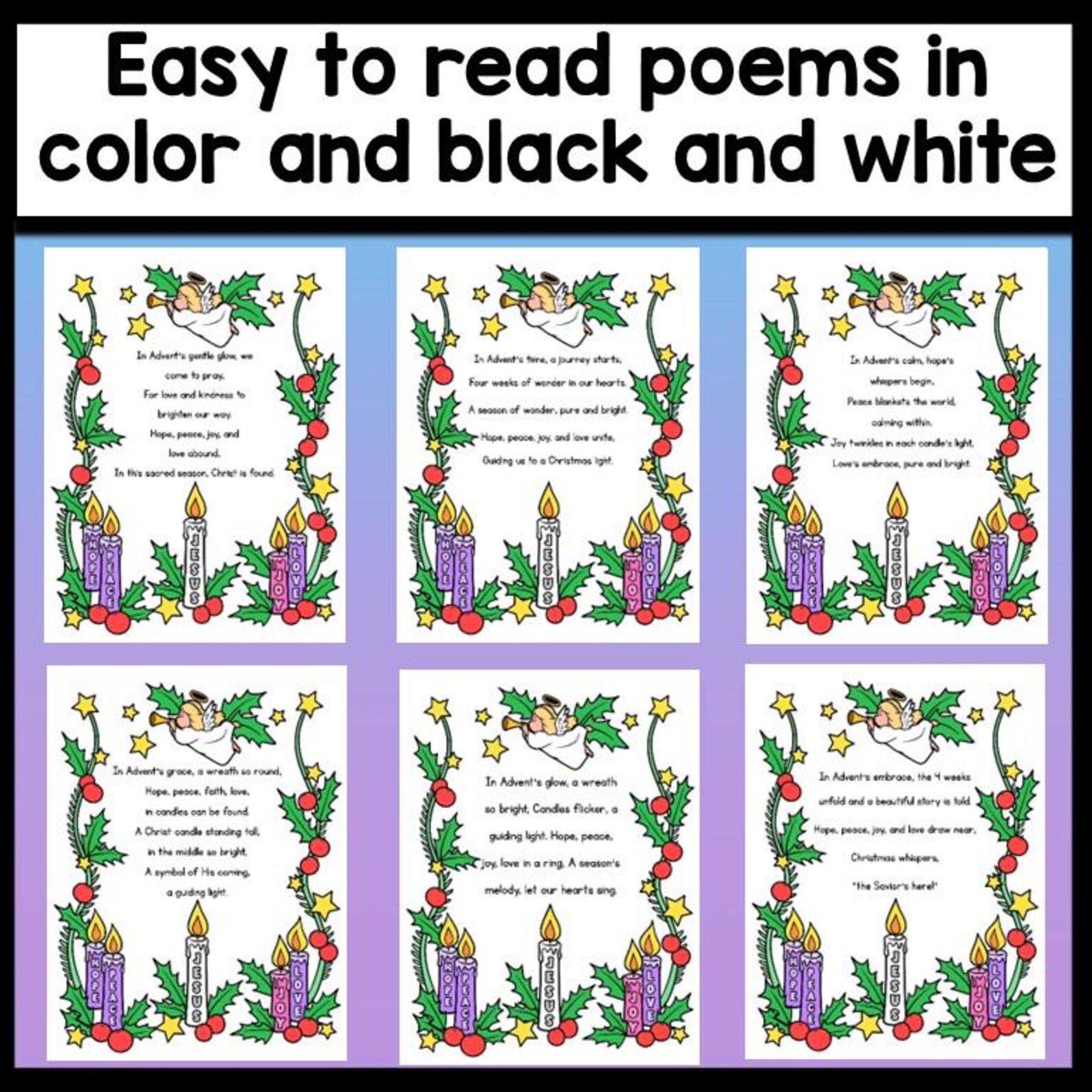 Advent Poems for Kids {6 Poems in Color and Black and White!} Advent ...