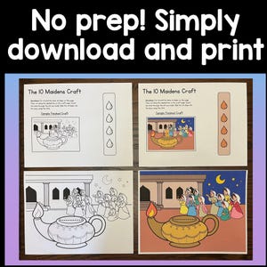 Parable of the 10 Maidens Craft {color and B/W} Sunday School Lesson ...