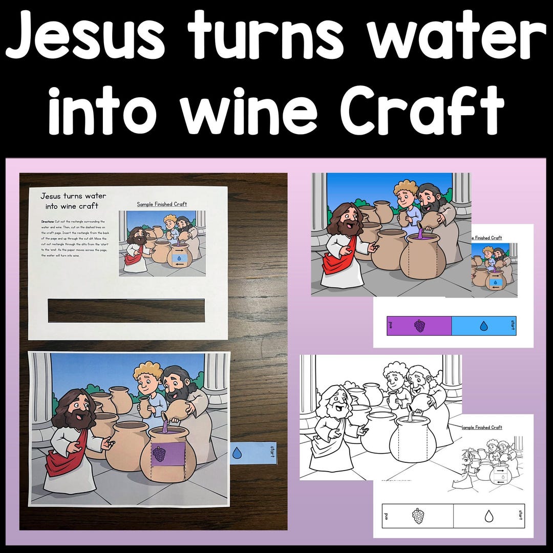Jesus Turns Water Into Wine Craft {color and B/W!} Sunday School Lesson ...