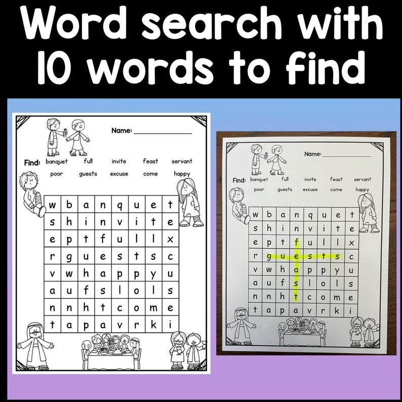 The Parable of the Great Banquet Activities {craft, Coloring Page ...