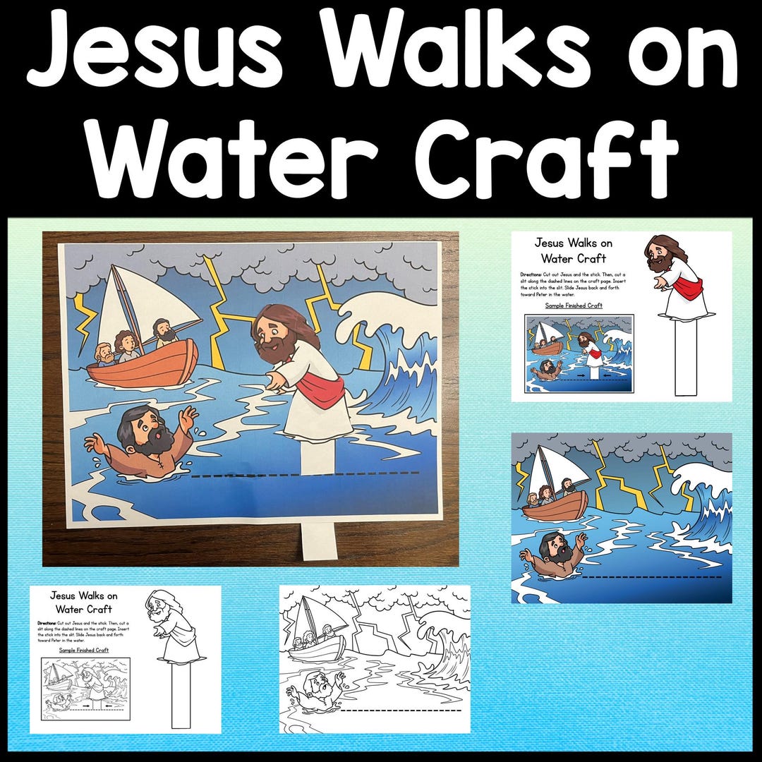 Jesus Walks on Water Craft {color and B/W!} Bible Story Craft | Sunday ...