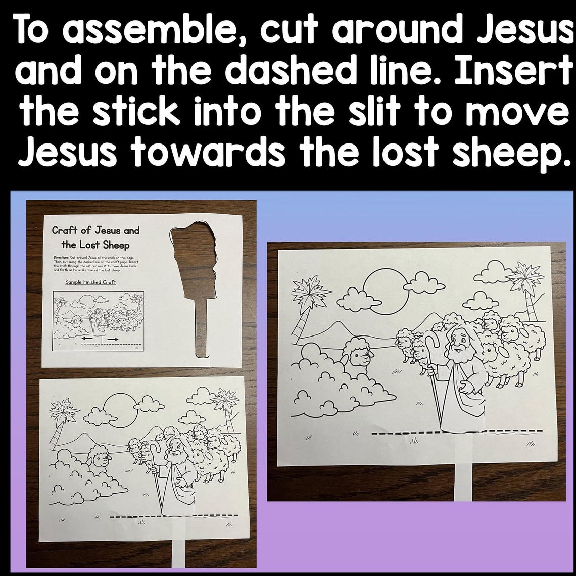 Jesus and the Lost Sheep Craft {color and B/W} | Bible Story Craft ...
