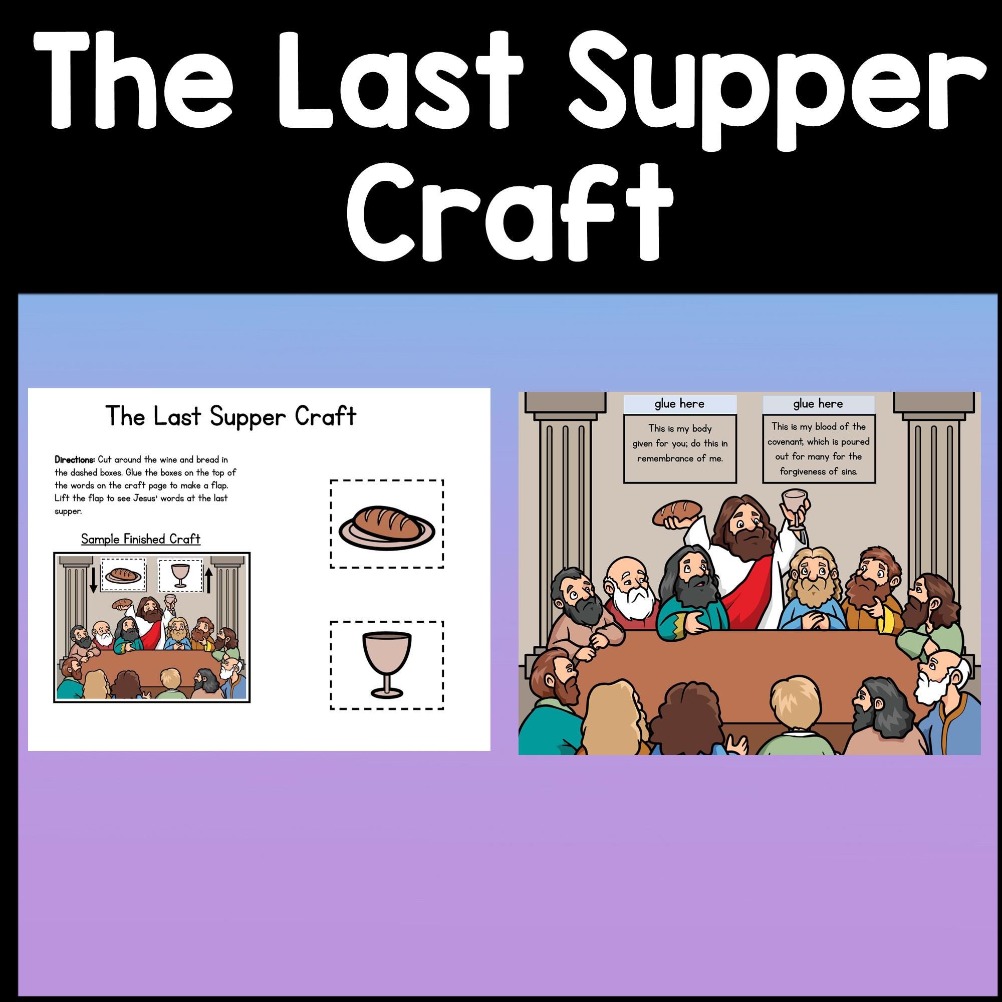 The Last Supper Craft for Kids {color and B/W} Sunday School Lesson ...