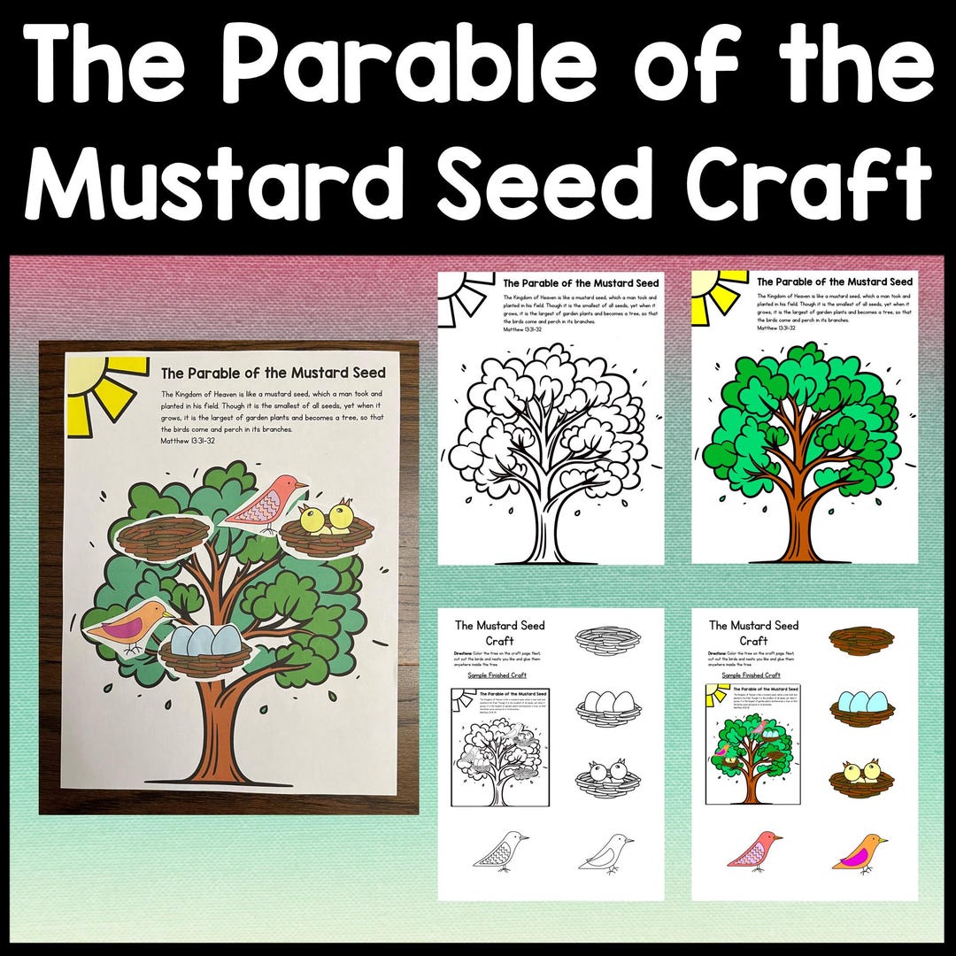 The Parable of the Mustard Seed Craft {color and B/W} Sunday School ...
