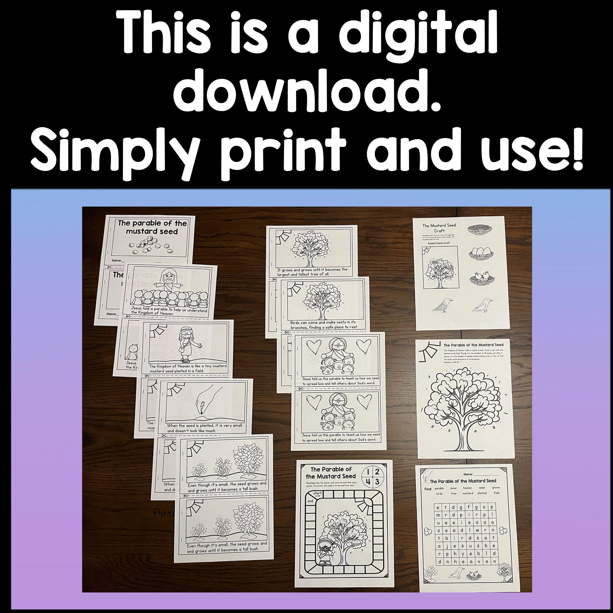 The Parable of the Mustard Seed Activities {craft, Coloring Page} Jesus ...