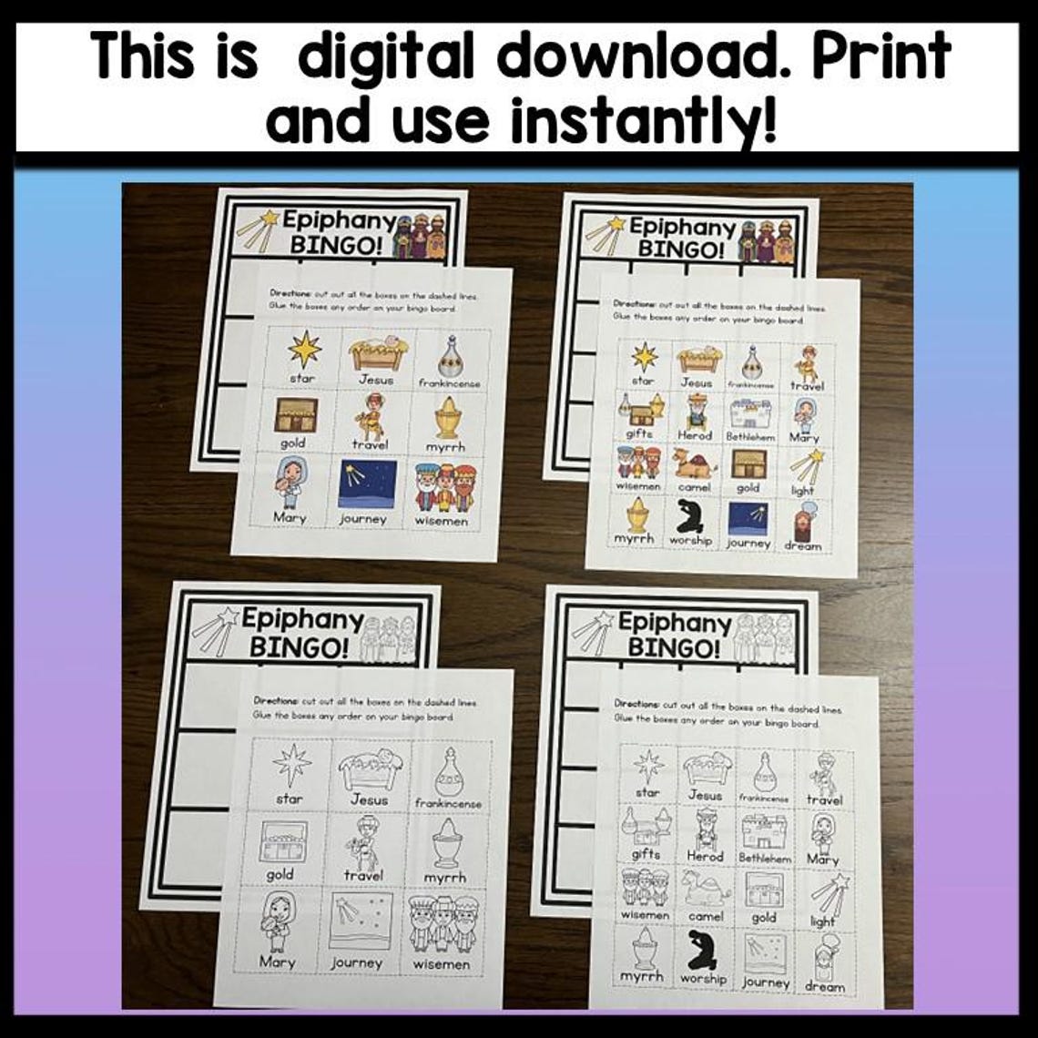 Epiphany Bingo {2 Bingo Boards - 3x3 and 4x4!} Religious Christmas ...
