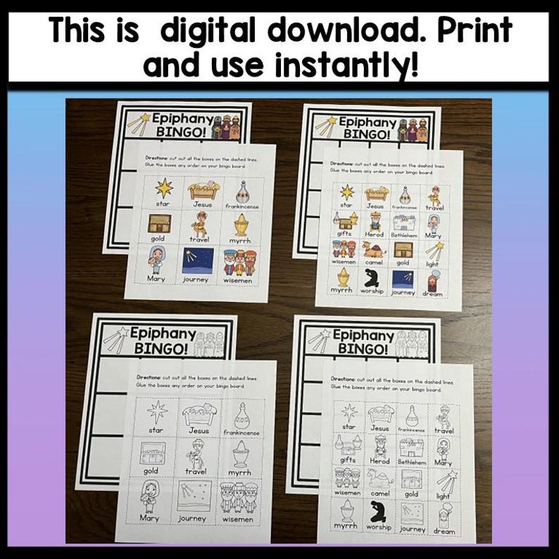 Epiphany Bingo {2 Bingo Boards - 3x3 and 4x4!} Religious Christmas ...