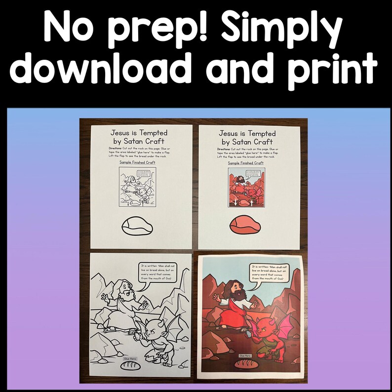 Jesus is Tempted by Satan Craft {color and B/W} | Temptation of Jesus ...