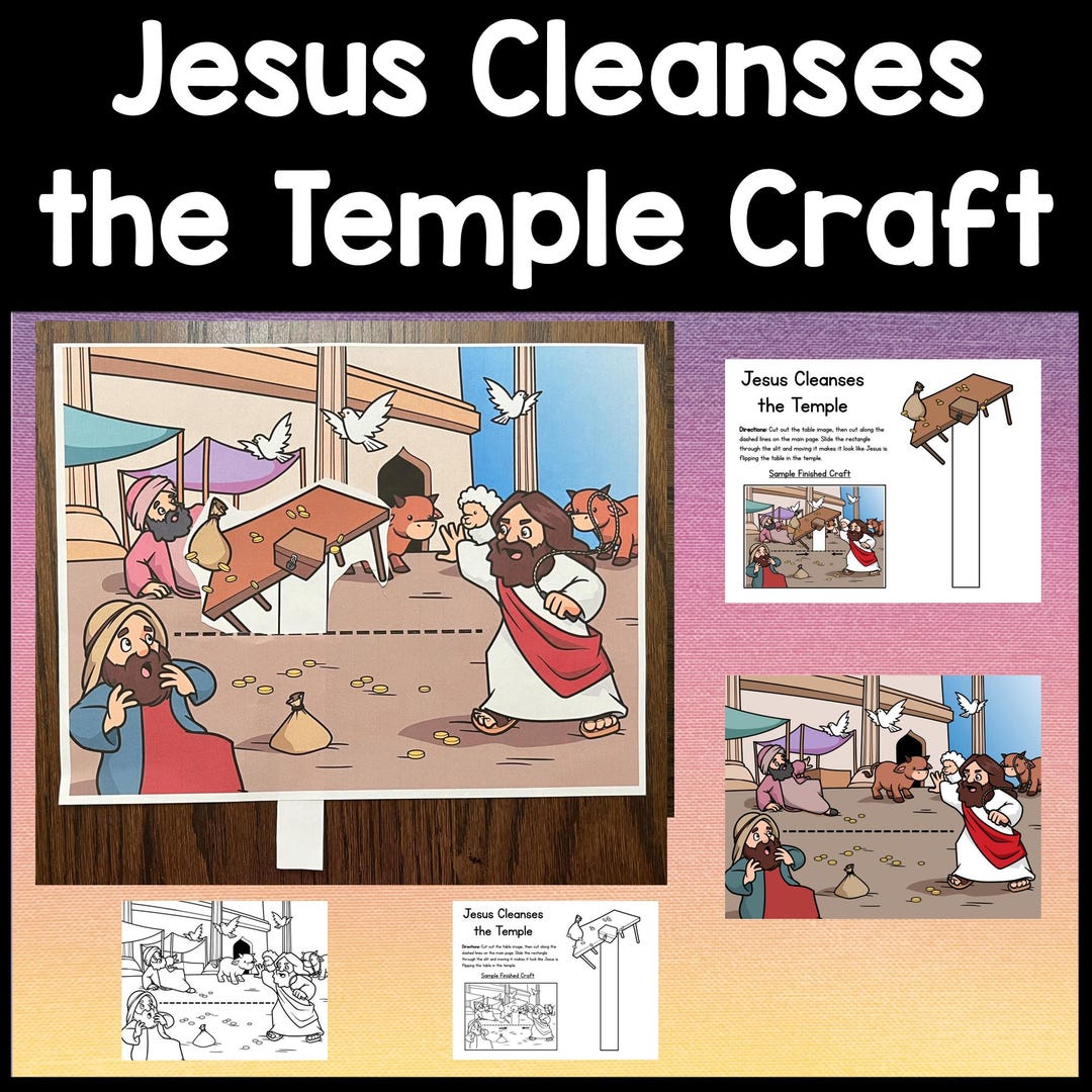 Jesus Cleanses the Temple Craft {color and B/W} | Kids Bible Activity ...