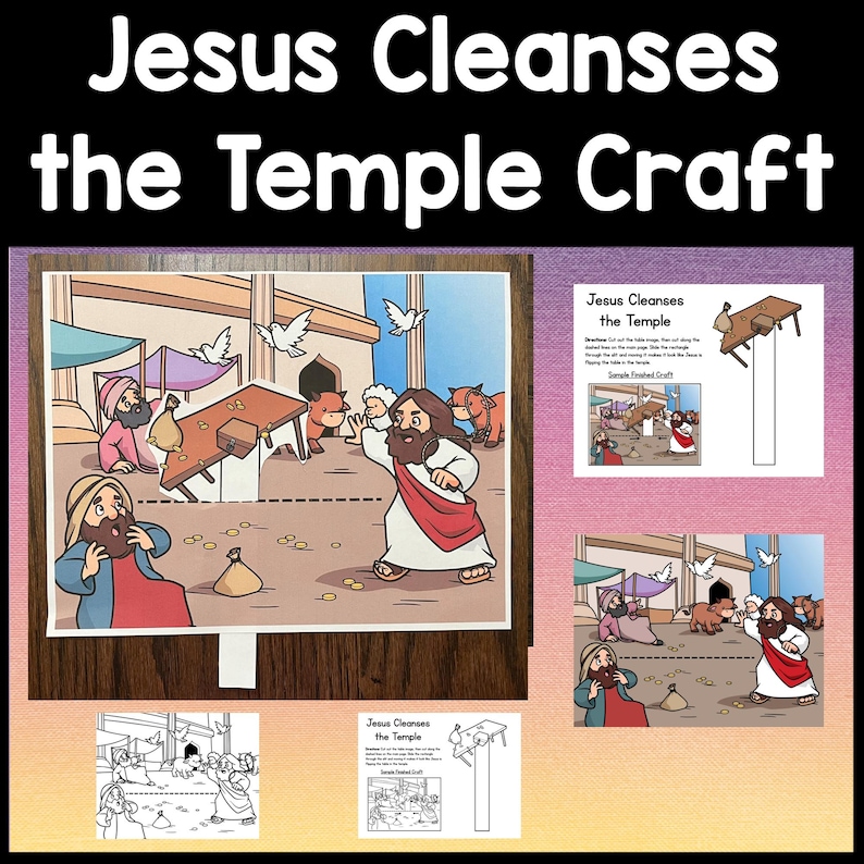 Jesus Cleanses the Temple Craft {color and B/W} | Kids Bible Activity ...