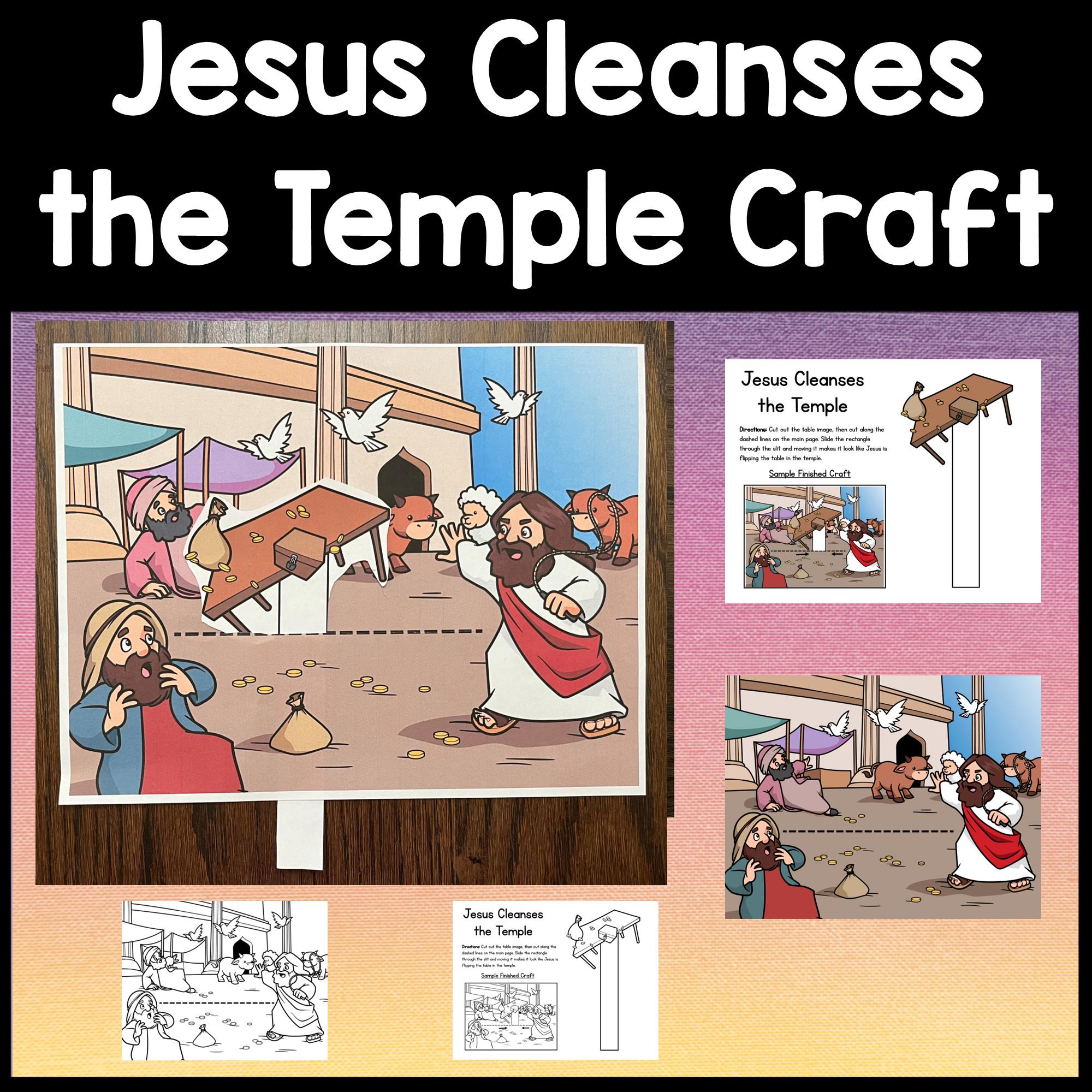 Jesus Cleanses the Temple Craft {color and B/W} | Kids Bible Activity ...