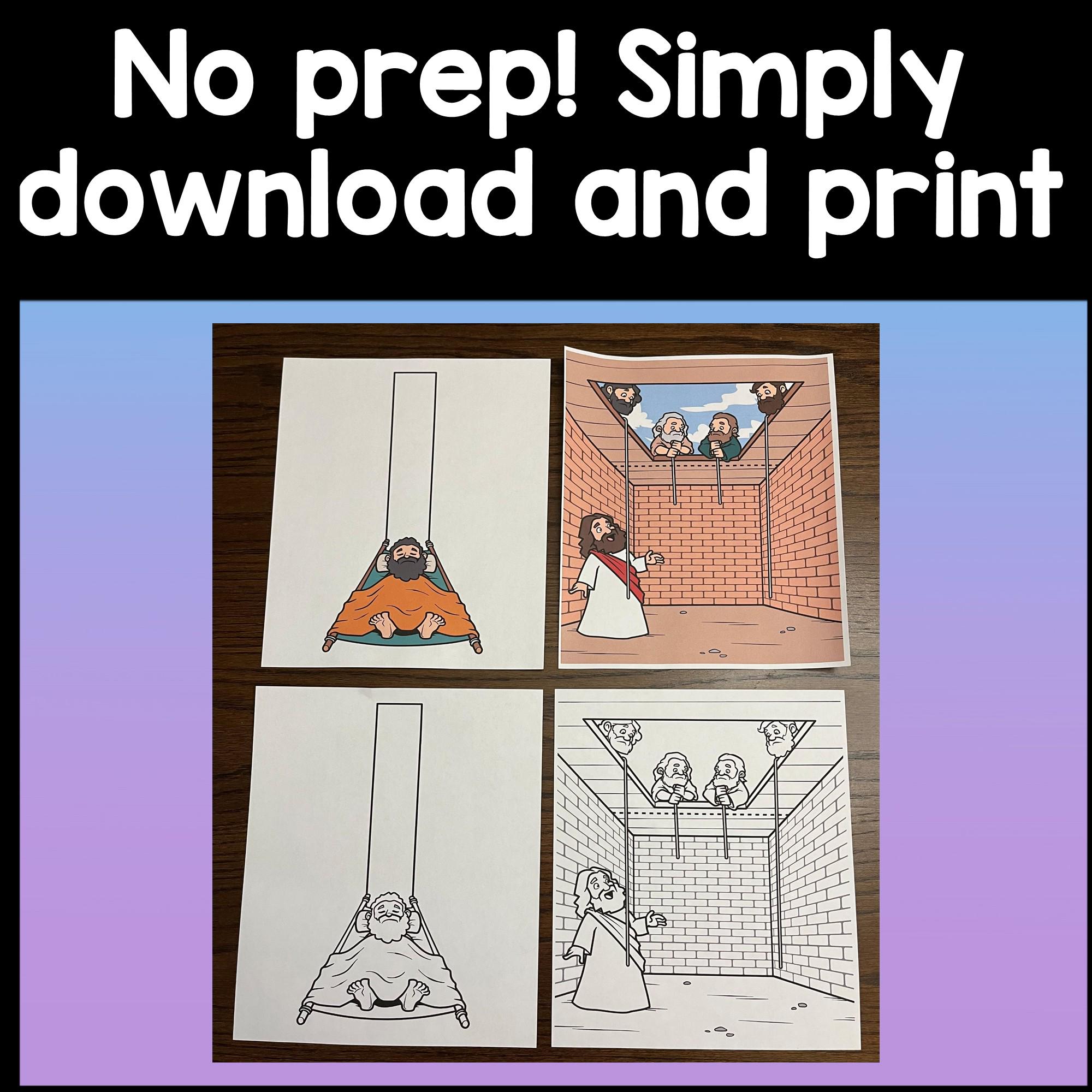 Jesus Heals the Paralyzed Man Craft {color and B/W} Sunday School ...