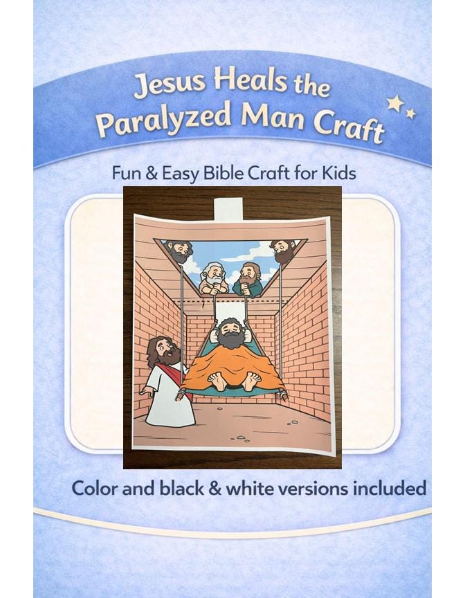 Jesus Heals the Paralyzed Man Craft {color and B/W} Sunday School ...