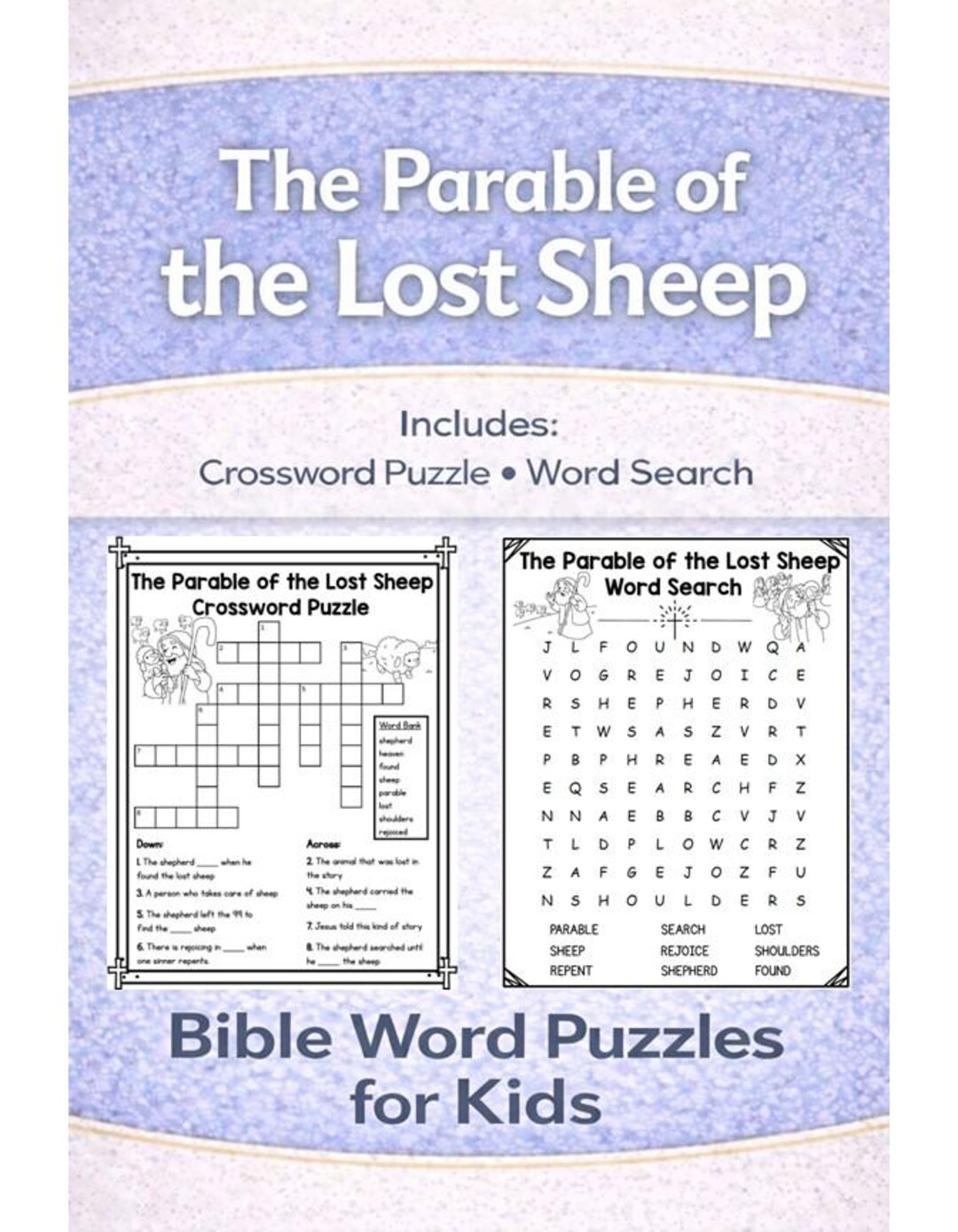 The Parable of the Lost Sheep Bible Word Search and Crossword Puzzle ...