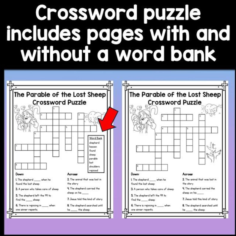 Parable of the Lost Sheep Word Search & Crossword | Bible Story ...