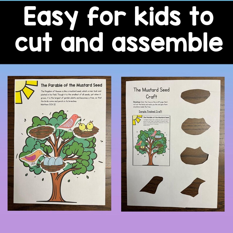 The Parable of the Mustard Seed Craft {color and B/W} Sunday School ...
