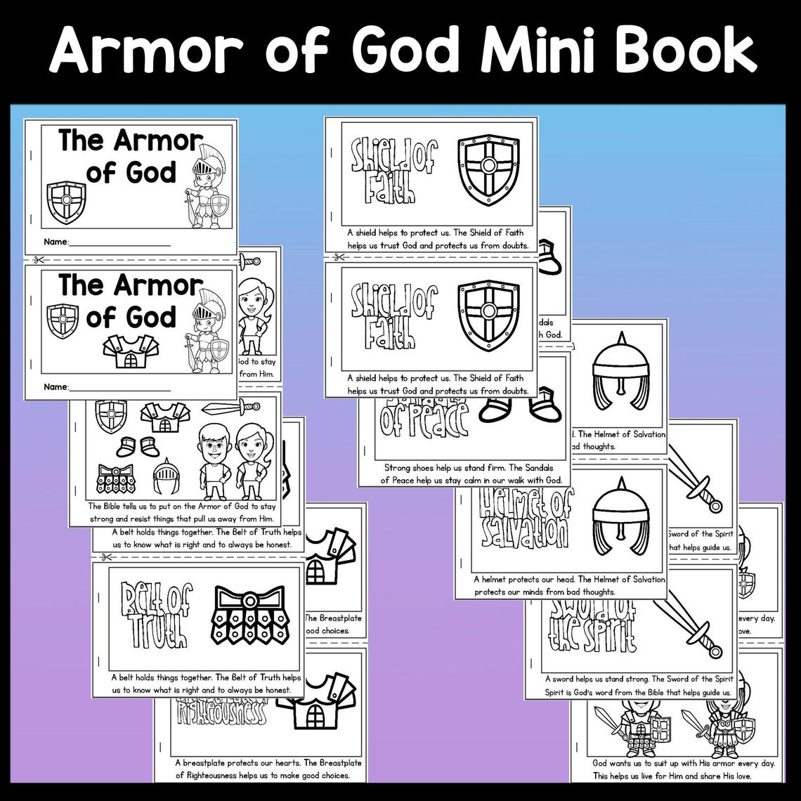 Armor of God Printables {coloring Page, Craft, Story Book!} Bible Verse ...
