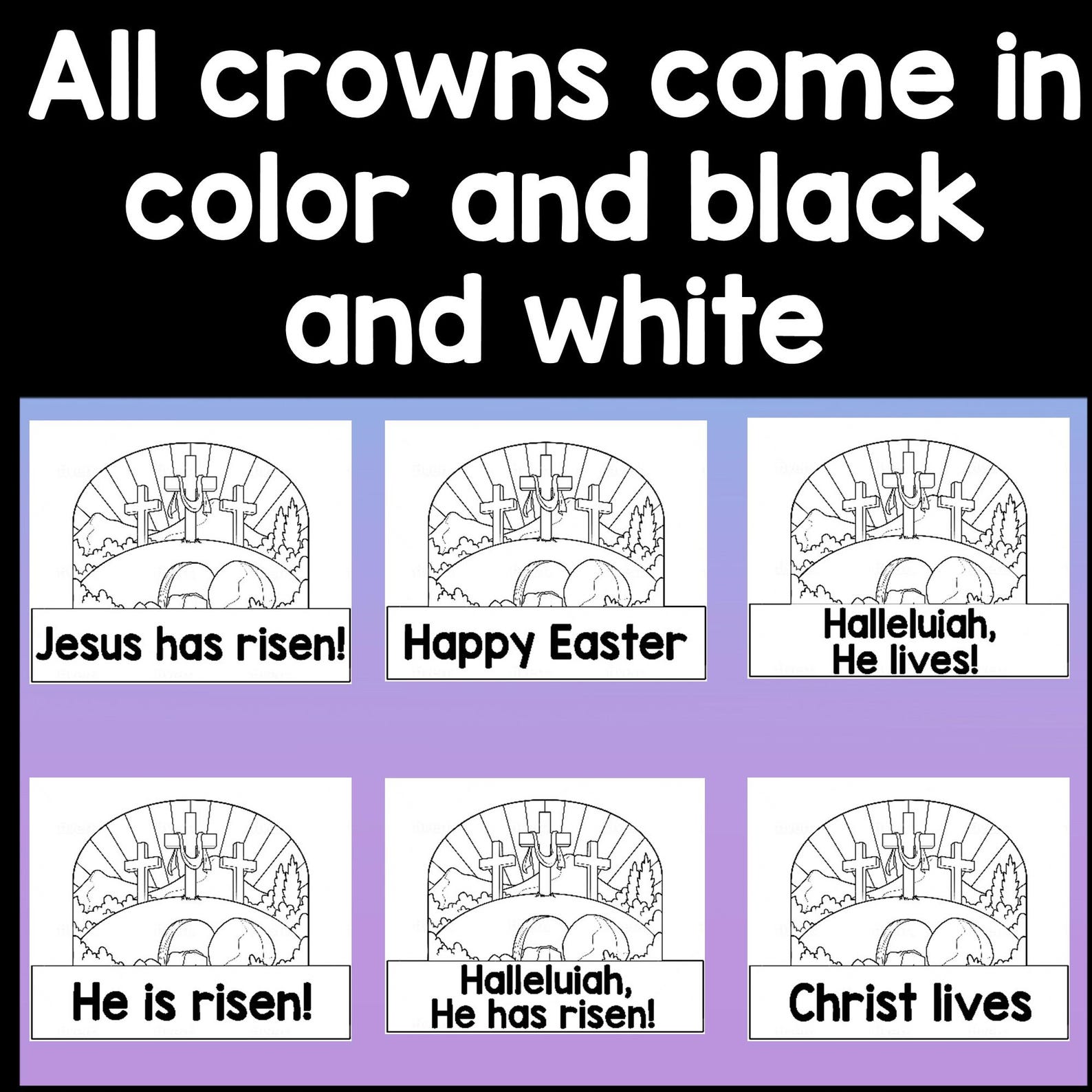 Christian Easter Crowns for Kids With 6 Religious Easter Sayings {color ...