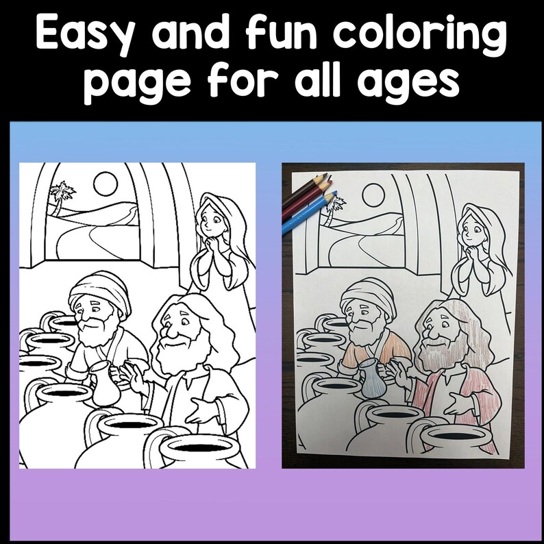 Jesus Turns Water Into Wine Activities! {craft, Coloring Page, Story ...