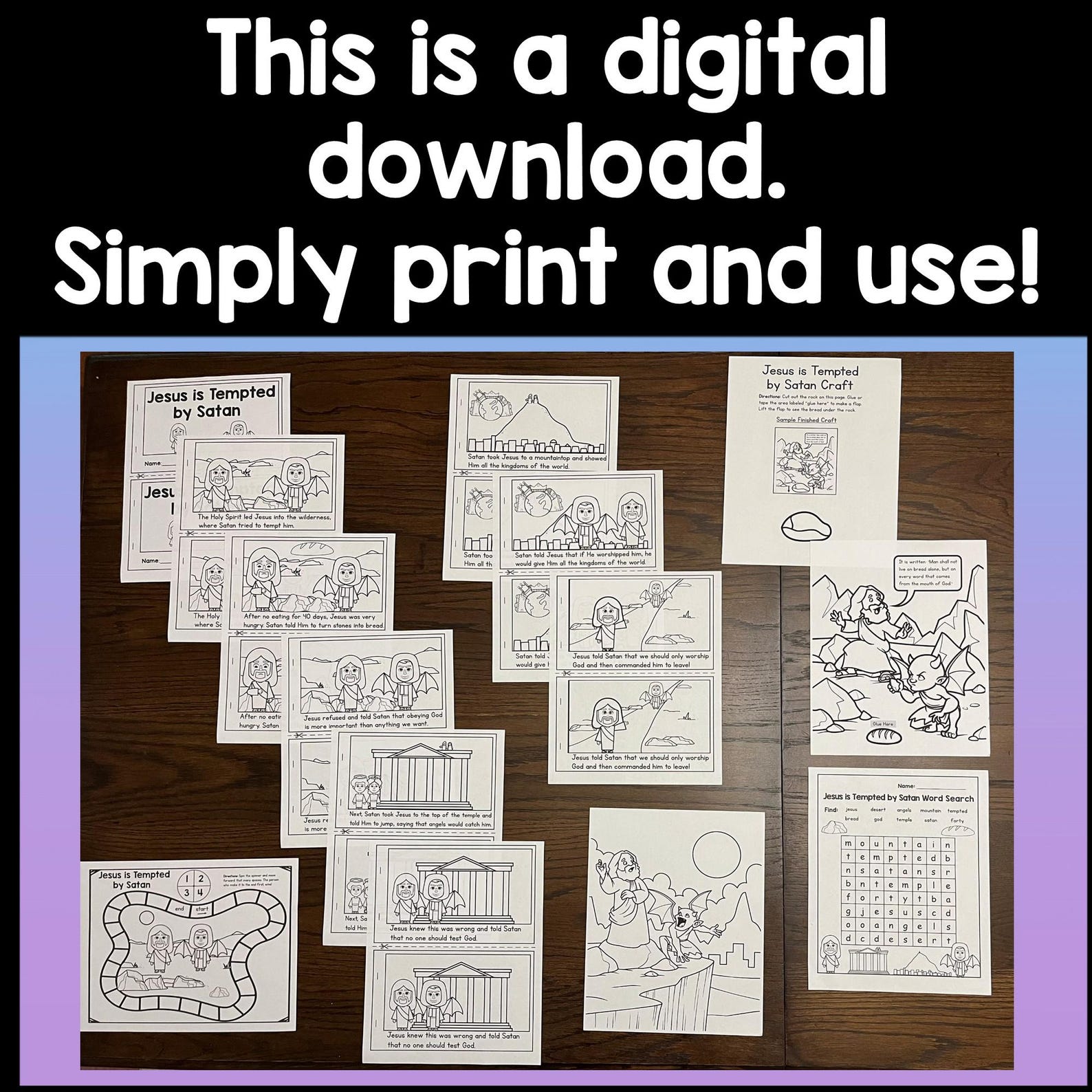 Jesus is Tempted by Satan Activities! {craft, Coloring Page, Story Book ...