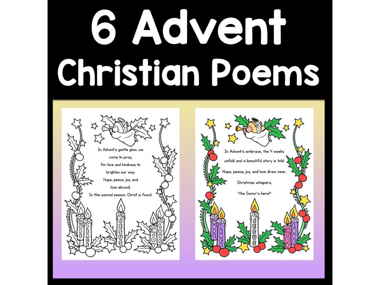 Advent Poems for Kids {6 Poems in Color and Black and White!} Advent ...