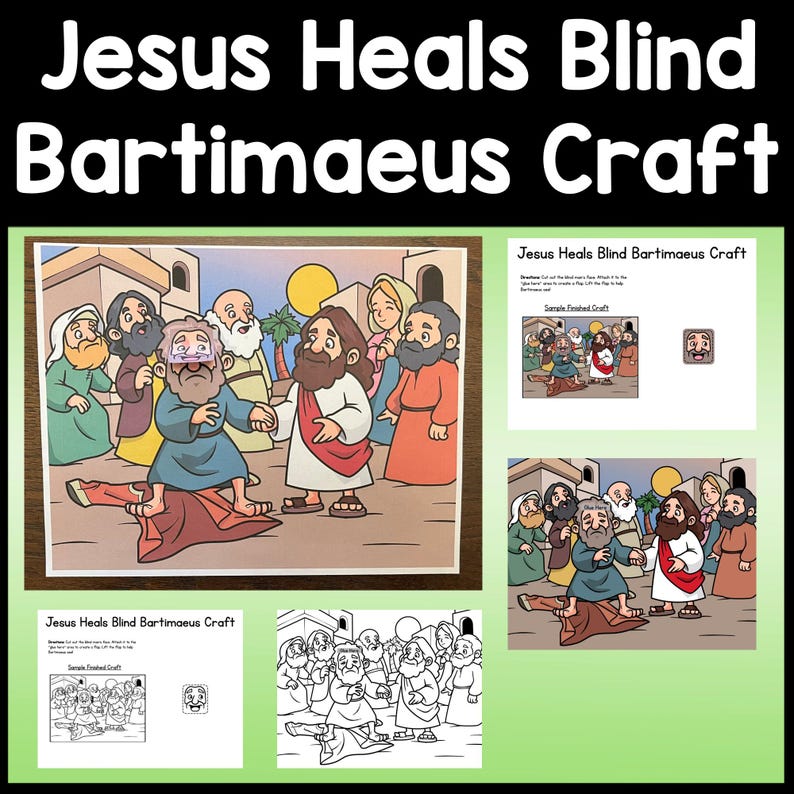 Jesus Heals Blind Bartimaeus Blind Man Craft {color and B/W} Jesus ...