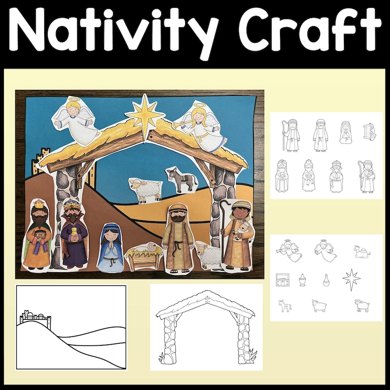 Nativity Craft for Kids {easy and No Prep Craft in Color and B/W ...