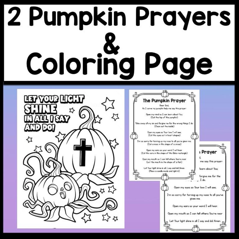 Pumpkin Prayer Activities for Kids| Christian Halloween Activity ...