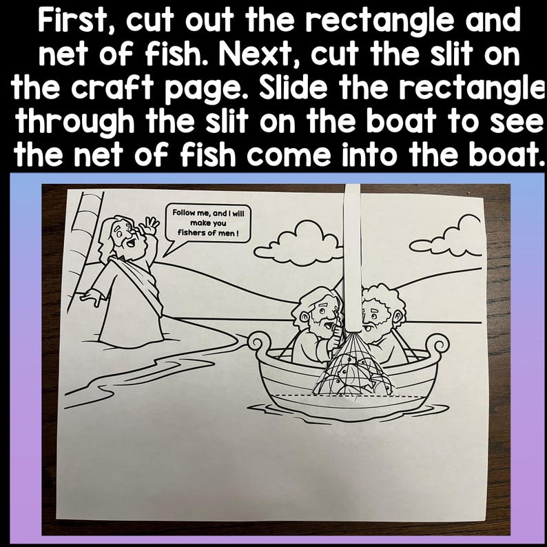 Jesus Calls His Fishers of Men Sunday School Bible Craft {color and B/W ...