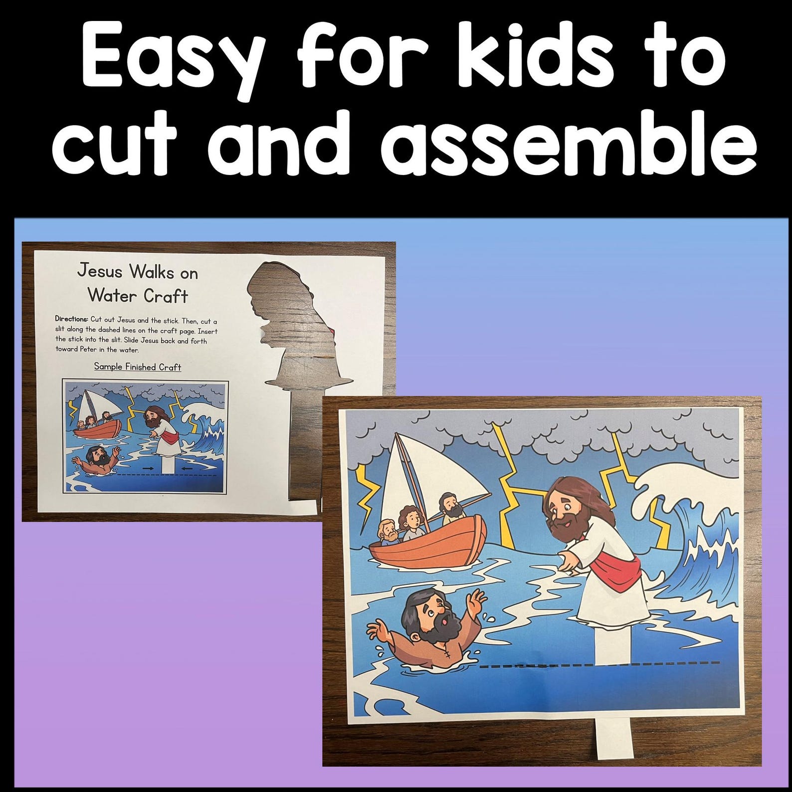 Jesus Walks on Water Craft {color and B/W!} Bible Story Craft | Sunday ...