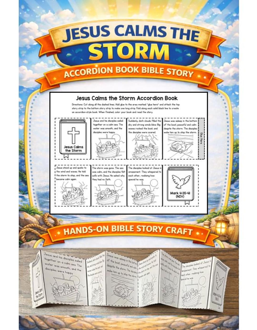 Jesus Calms the Storm Christian Bible Story Folding Book for Kids ...