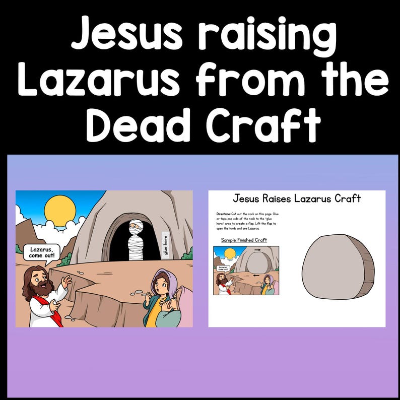 Jesus Raises Lazarus From the Dead Craft for Kids {color and B/W ...