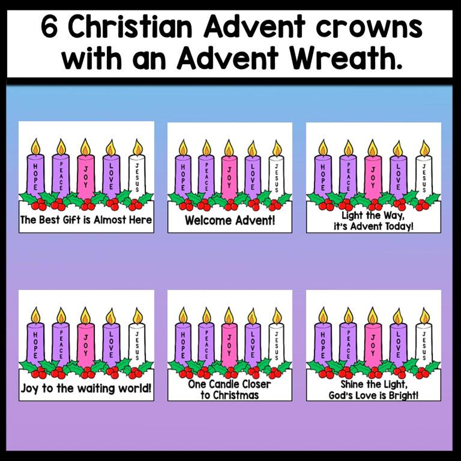 Advent Wreath Crowns With Candles Craft -editable! {6 Designs in Color ...