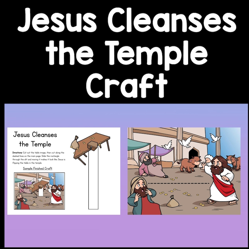 Jesus Cleanses the Temple Craft {color and B/W} | Kids Bible Activity ...
