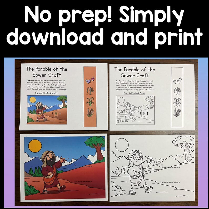 The Parable of the Sower Craft {color and B/W} Sunday School Lesson ...