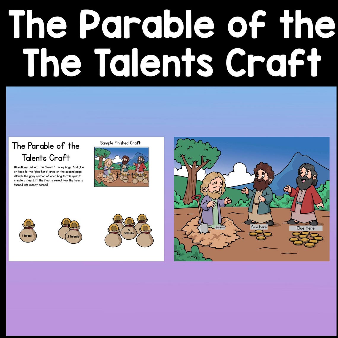 The Parable of the Talents Craft {color and B/W} Sunday School Lesson ...